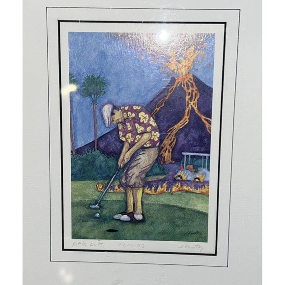 Art | Vintage Heath Pole Putt Golf Art Print Framed Limited Edition ...